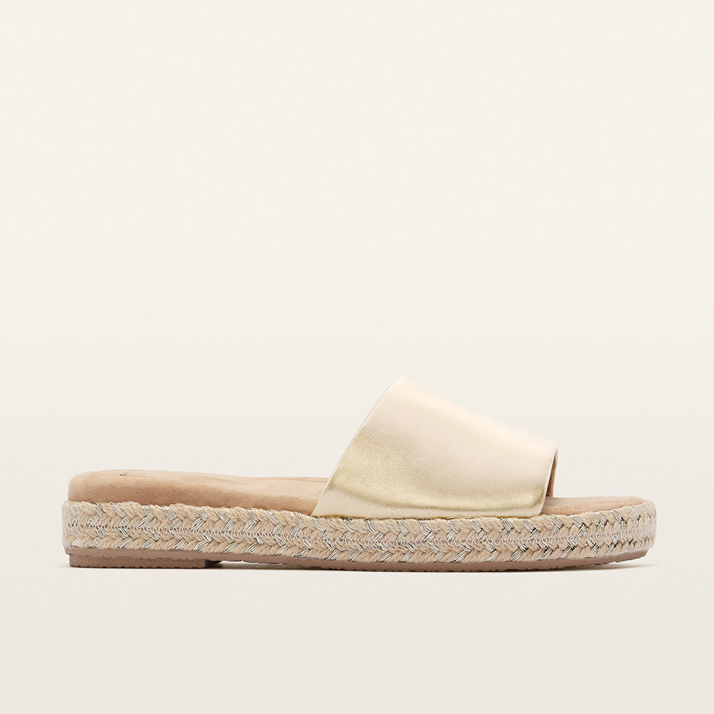 Lucia Gold Tumbled Women's Slide | FRANKIE4
